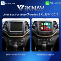 China Viknav Linux Interface Box for Jeep Cherokee 2014-2019 with 2GB RAM and Wireless CarPlay Android Auto for sale