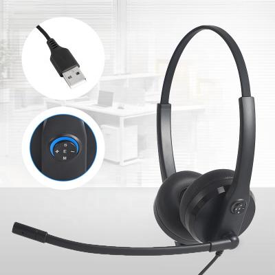 China Pc Headphone ( Usb ) EntryLevel Wired Headset Noise-Cancelling Mic Adjustable Headband Plug  Play for Teams Skype Zoom Customer for sale