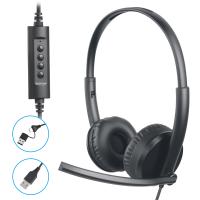 China Scorpion #1093E Personal Office Headset Type-c + USB Stereo Wired Business Headset ENC Noise Cancellation Headphone for sale
