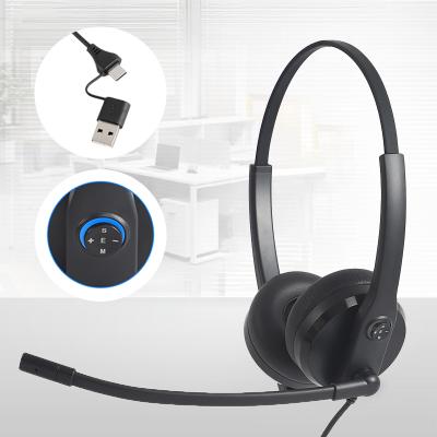 China Dual-Mic ENC Wired Headset for Call Centers - PC/Telephone/Mobile Ready, Rotatable Boom, Adjustable Earcups, CE Approved for sale
