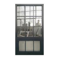 China KDSBuilding Door 1mx3m Aluminum Frame Fence Glass Windows Integrate Black Color House Awning Window for sale