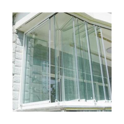 China Modern Balcony Frameless Aluminum Horizontal Bi Folding Glass Windows for sale