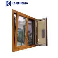 China High Quality KDSBuilding Champagne Color Frame Aluminum  Tilt And Turn Window With Blinds Hardware For Sale for sale