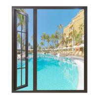 China KDSBuilding Double Tempered Glazed Aluminum Windows And Doors With Top Half-Round Shape And Grid Design for sale