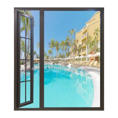 China KDSBuilding Double Tempered Glazed Aluminum Windows And Doors With Top Half-Round Shape And Grid Design for sale