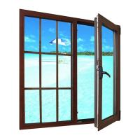 China KDSBuilding High Quality Dark Brown Frame Large Sizes Aluminum Window With Grid Design And Insulated Glass for sale