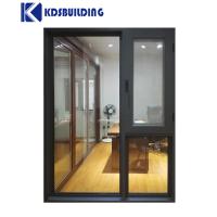 China KDSBuilding  Glazing Glass Black Aluminum Frame Windows And Doors With Top Curved And Grid Design for sale