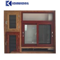 China KDSBuilding Cheap Price And High Quality Aluminum Vertical Sliding Window  With Wood Colour Frame Design for sale