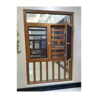 China KDSBuilding Windows Gold Metal Mesh Security Vertical And Horizontal Grill Double Casement Aluminum Window for sale