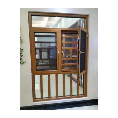 China KDSBuilding Windows Gold Metal Mesh Security Vertical And Horizontal Grill Double Casement Aluminum Window for sale
