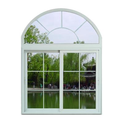 China KDSBuilding Modern Design Arch Half Round Anti Theft Hurricane Impact  Horizontal  Slide Window With Grill for sale