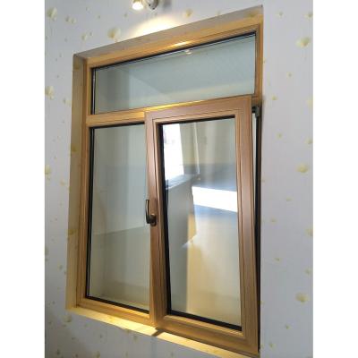 China KDSBuilding New Design Champagne Color Frame Double Tempered Glass Aluminium Tilt And Turn Window For Home for sale