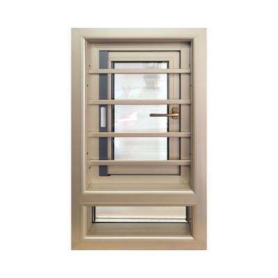 China KDSBuilding Tempered Double glass Champagne Color Frame Aluminum Casement Windows For Super House for sale