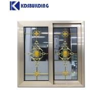 China Champagne Color Aluminum Sliding Window Double Soundproof Glass With Grill for sale