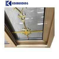 China Champagne Color Aluminum Sliding Window Double Soundproof Glass With Grill for sale