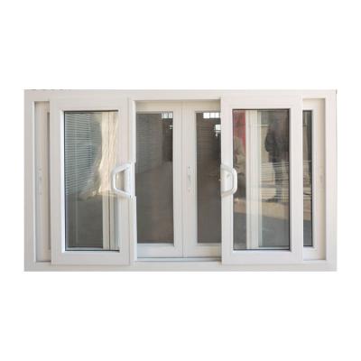 China Windproof Hurricane Mirror Insulated Fix Glass 2 Track Pvc Windows White Frame And Doors Slide Window for sale