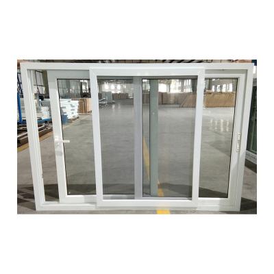 China Double Glaze PVC Sliding Window White UPVC Hurricane Proof Window for sale
