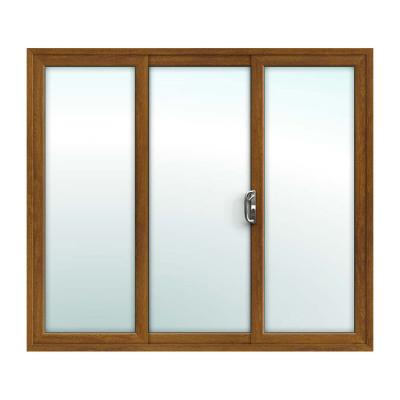 China KDSBuilding Wood Grain Color Plastic Triple PVC Glass UPVC Slide Sliding Glaze Doors for sale