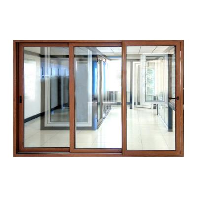 China UPVCLatest Main Gate Italian Wooden Design Triple Panel Hurricane Resistance Windows Glass Slide Wooden Door Design With Glass for sale