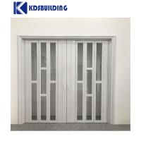 China Customized Plastic Accordion Folding Door Transparent Glass Vertical PVC Frame for sale