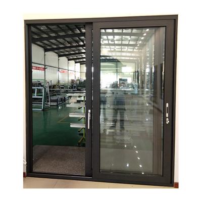 China KDSBuilding Double Aluminum French Black Metal Exterior 48 Inch Glass Outside Slide Door for sale