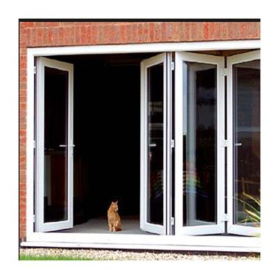 China KDSBuilding Thermal Brake Aluminum White Patio Double Low E Glass Acrylic Sliding Folding Doors for sale