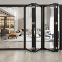 China Main Entrance Patio Folding Door Modern High Aluminum Double Glass Accordion Large Big Bifold Long Bi Fold Sliding Exterior for sale