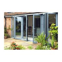 China Main Entrance Patio Folding Door Modern High Aluminum Double Glass Accordion Large Big Bifold Long Bi Fold Sliding Exterior for sale