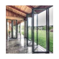 China KDSBuilding Bi Black Frame Accordion Aluminum Exterior Folding Horizontal Sliding Glass Door for sale