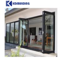 China KDSBuilding Bi Black Frame Accordion Aluminum Exterior Folding Horizontal Sliding Glass Door for sale