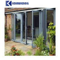 China KDSBuilding Bi Black Frame Accordion Aluminum Exterior Folding Horizontal Sliding Glass Door for sale