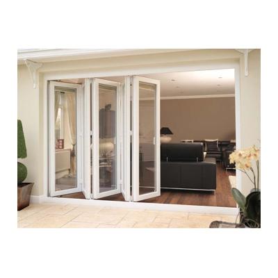 China KDSBuilding NFRC White Frame Design Aluminum Security Glass Pleated Mesh Folding Screen Doors for sale