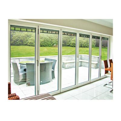 China KDSBuilding Triple Tempered Glass Alloy Bifold Patio Doors With Aluminium Sliding Door Wheels for sale