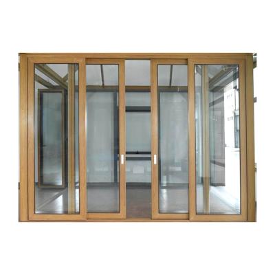 China Glass 4 Panel Florida Approve Hurricane Impact Security Anti Mosquito Retractable Screen Slide Door With Mosquito Net for sale