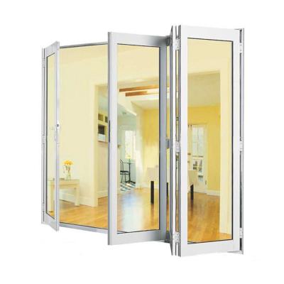 China Bifold Double Glaze Horizontal Aluminum Patio Automatic Folding Doors, Bi Folding Door For Patio Use for sale