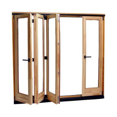 China China Design AS2047 Water Sound Proof Exterior Wooden Color Frame Aluminium Bifold Door for sale