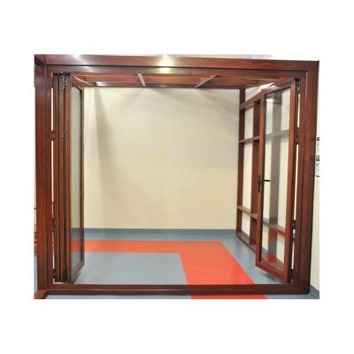 China Nfrc Soundproof Double Tempered Glass Hurricane Exterior Shatter Proof Aluminium Bifold Door for sale