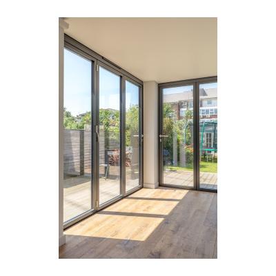 China Horizontal Slide Thermal Isolate Insulation Hurricane Impact Double Glass Aluminium Bifold Door for sale