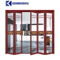 China KDSBuilding Xiamen Security Glass Front Door Aluminium Poured Coated Folding Gate Door for sale