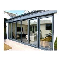 China Black Color Double Glaze Glass Horizontal Sliding Window Pakistan  Aluminium Small Folding Door for sale