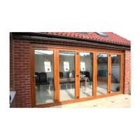 China Top Sale Sound Fire Insulation Teak Villa Solid Aluminum Frame Clad Folding Patio Exterior Door for sale