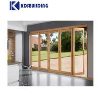 China Top Sale Sound Fire Insulation Teak Villa Solid Aluminum Frame Clad Folding Patio Exterior Door for sale