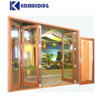 China Top Sale Sound Fire Insulation Teak Villa Solid Aluminum Frame Clad Folding Patio Exterior Door for sale
