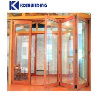 China Top Sale Sound Fire Insulation Teak Villa Solid Aluminum Frame Clad Folding Patio Exterior Door for sale