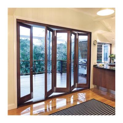 China High Quality Sound Water Proof Security Double Hurricane Impact Glass Folding Door for sale