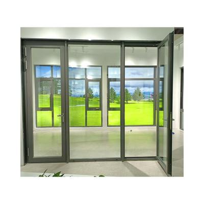 China Modern Design Front Triple Tempered Glass Soundproof Door Aluminum Double Casement Fronts Doors for sale