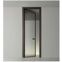 China Double Tempered Glass Swing Security  Black Graphic Interior Aluminum Casement Door For Bathroom for sale