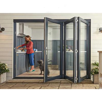 China Patio Bifold Aluminium Folding Doors Tempered Glass Accordion Doors for sale