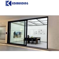 China Soundproof Aluminum Frame Door Hurricane Impact Proof 4 Tracks Tempered Glass for sale