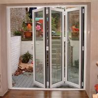 China Bi Fold Patio Aluminum Frame Door Vertical Folding Push Up For Balcony for sale